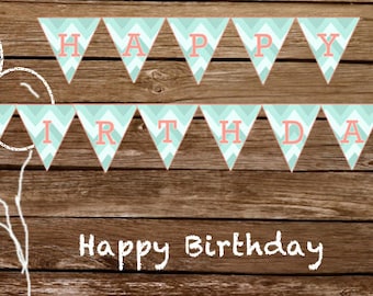 Chalkboard Happy Birthday Banner DIY / Rustic Birthday Banner - Etsy