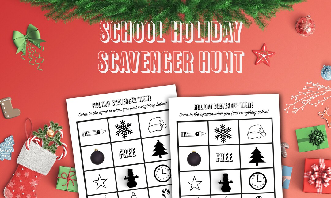 Printable Holiday Scavenger Hunt for Kids - Preschool, School Class ...