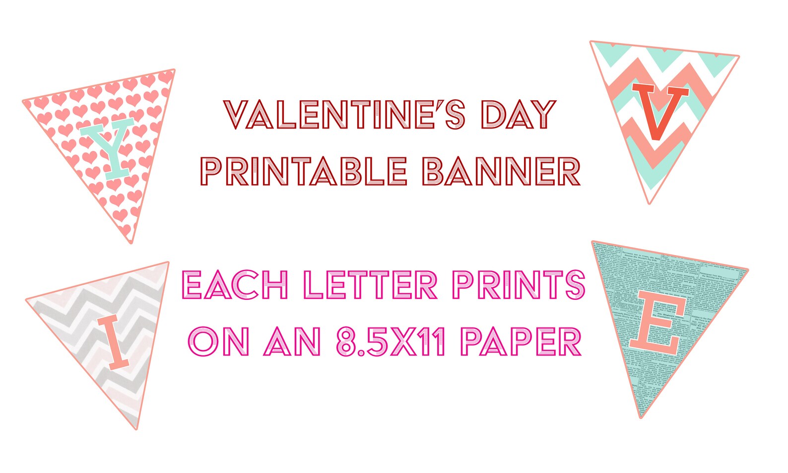 DIY Printable Valentine's Pennant Banner - Etsy