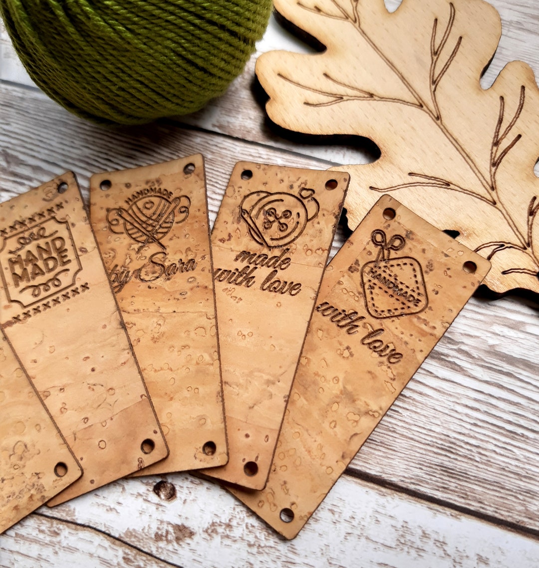 Labels for Handmade Items, Cork Leather Labels, Knitting Crochet Tags ...