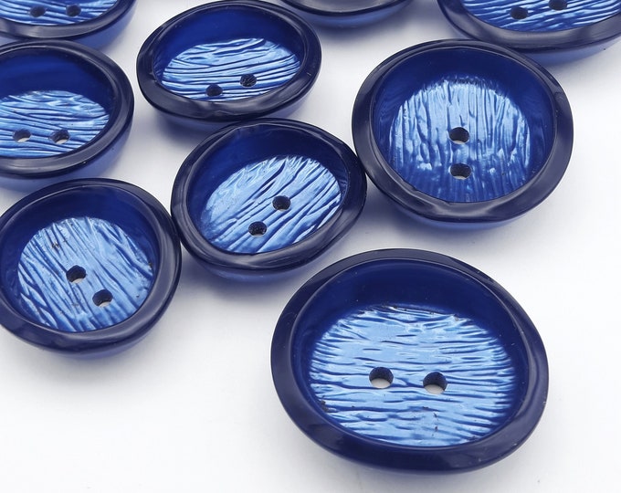 Big Blue Vintage Buttons, Large Coat Buttons in Cup Shape, 40 Mm or 33 ...