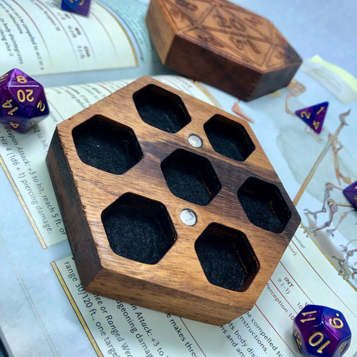D20 Dice Box Made of Tigerwood Hard Wood Dice - Etsy