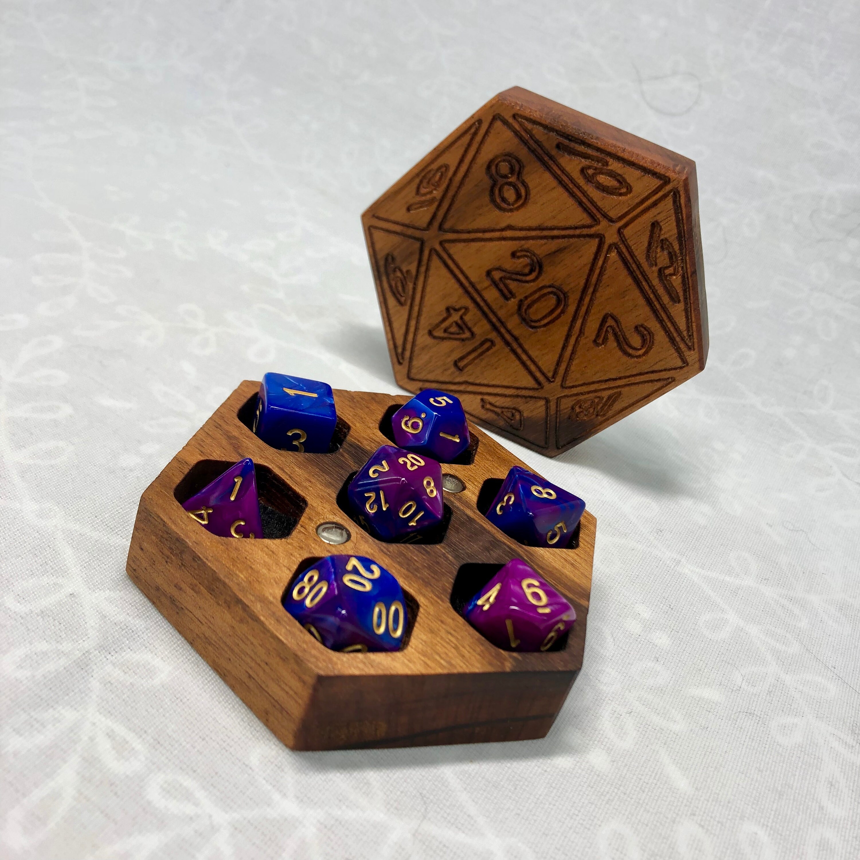 D20 Dice Box Made of Tigerwood Hard Wood Dice - Etsy