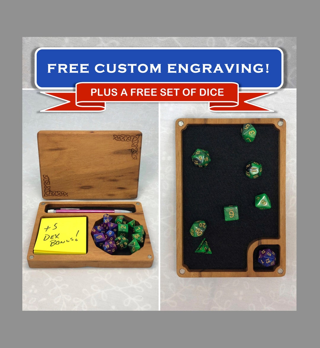 Tigerwood Hard Wood Dice Box With Dice Rolling Tray Lid - Etsy