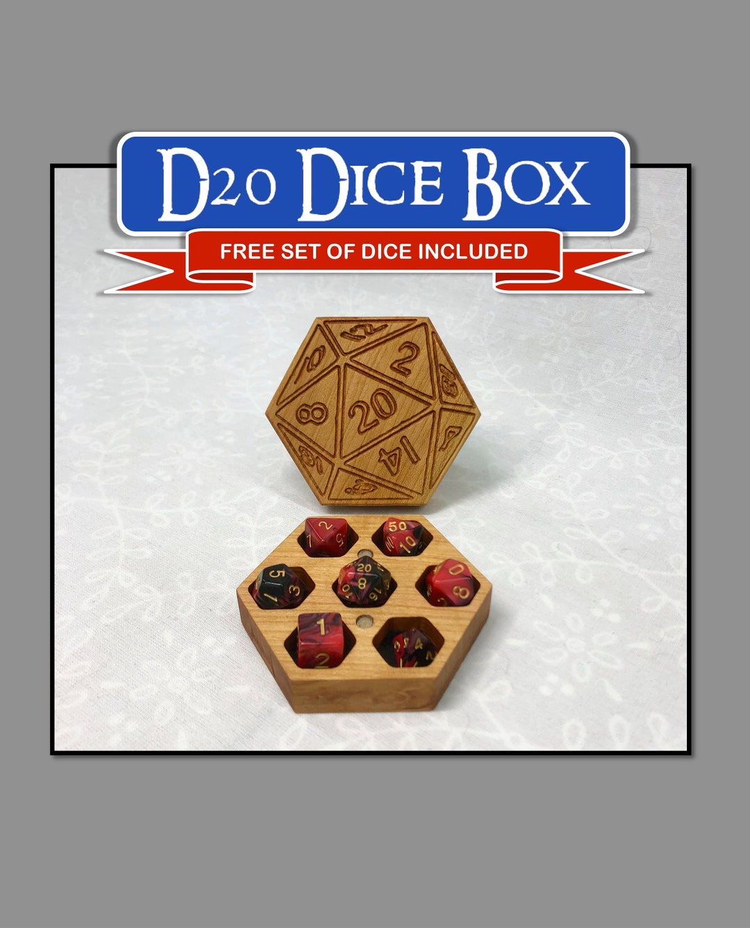 Cherry Wood D20 Dice Box Vault: RPG Gaming With Dice Set - Etsy