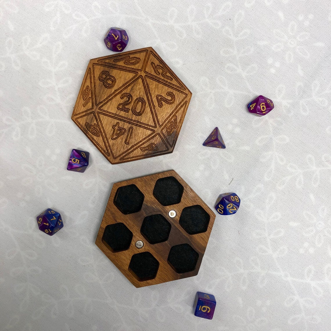 D20 Dice Box Made of Tigerwood Hard Wood Dice - Etsy