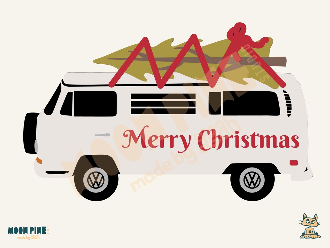 Vintage VW Bus Christmas SVG Cut File Festive Holiday Design - Etsy