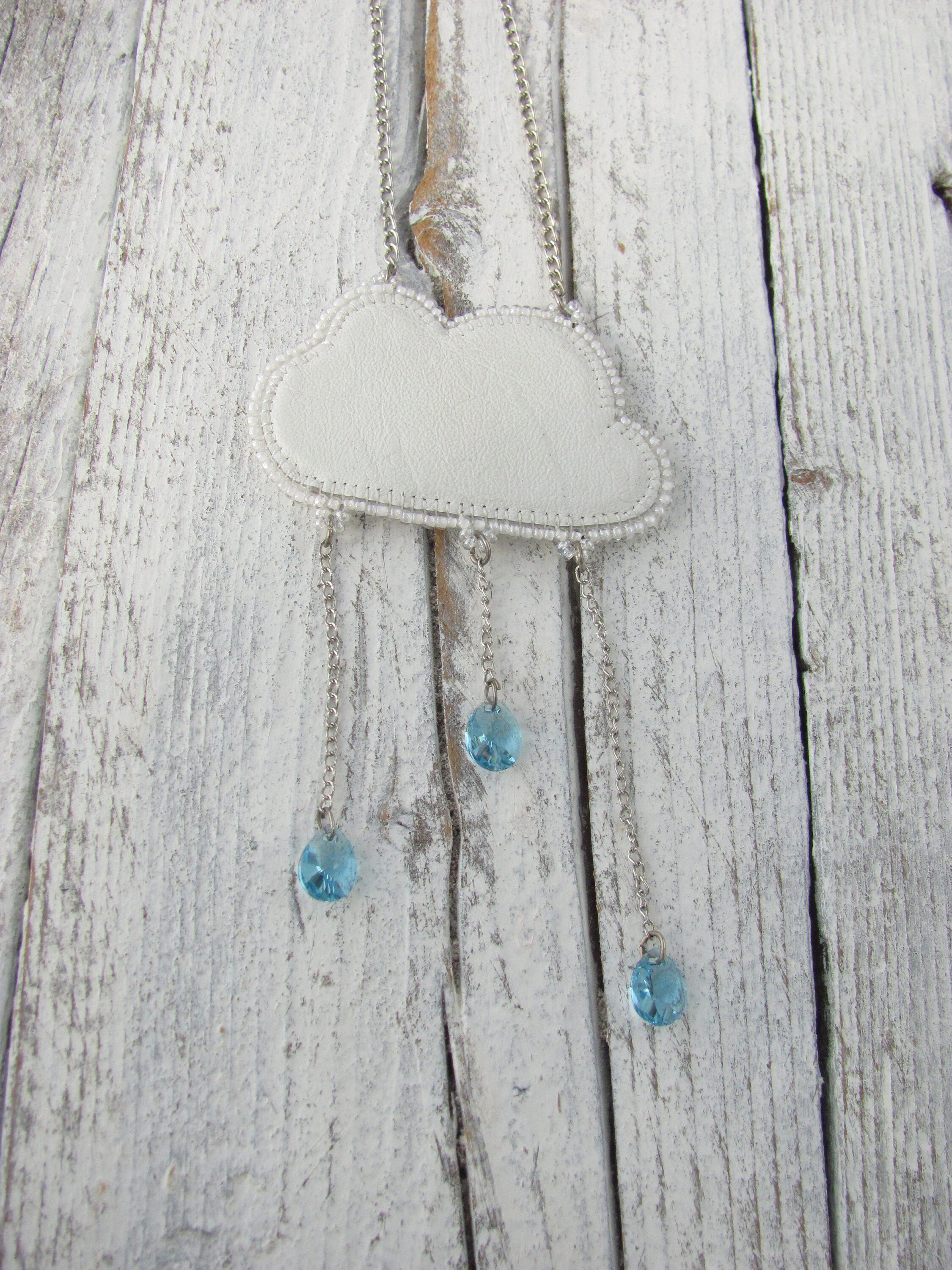 Rain Cloud Pendant / Droplets of Rain/ Romantic Gift for Her/ Gentle ...