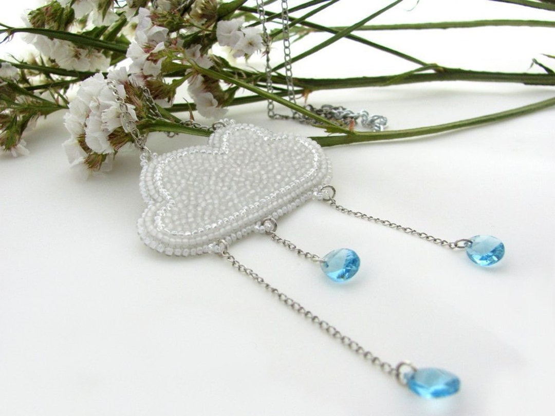 Rain Cloud Pendant / Droplets of Rain/ Romantic Gift for Her/ Gentle ...