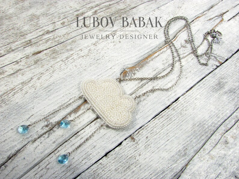 Rain Cloud Pendant / Droplets of Rain/ Romantic Gift for Her/ Gentle ...