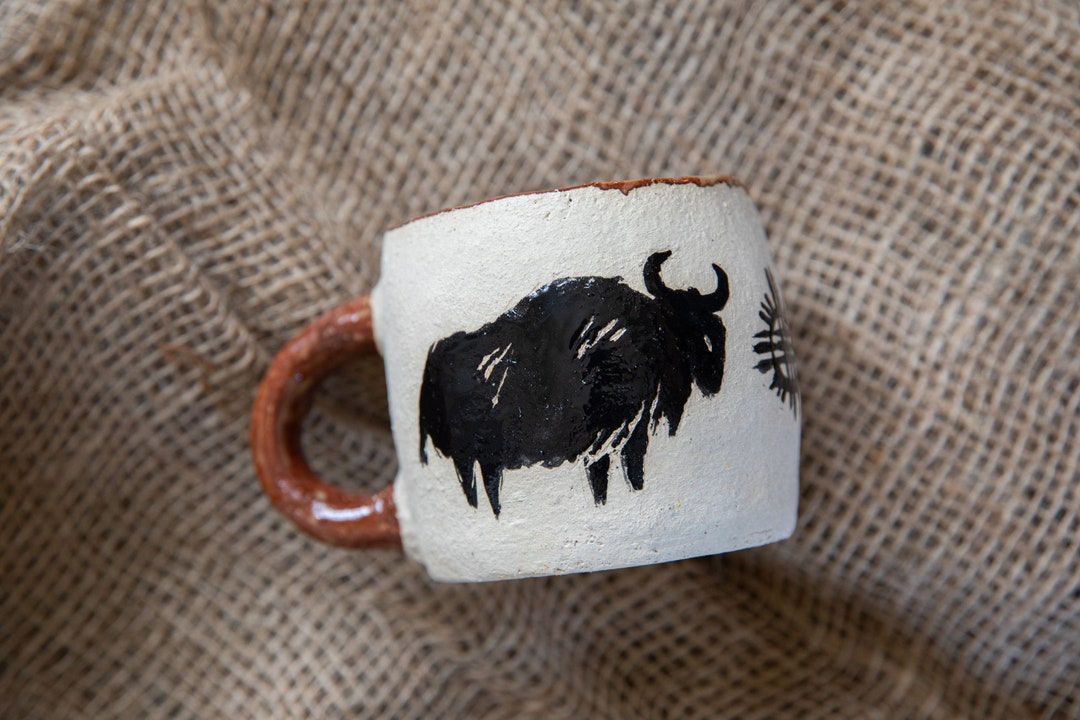 Ceramic Mug With Cave Drawings, Bison, Buffalo, Sun. Pottery, Pagan ...