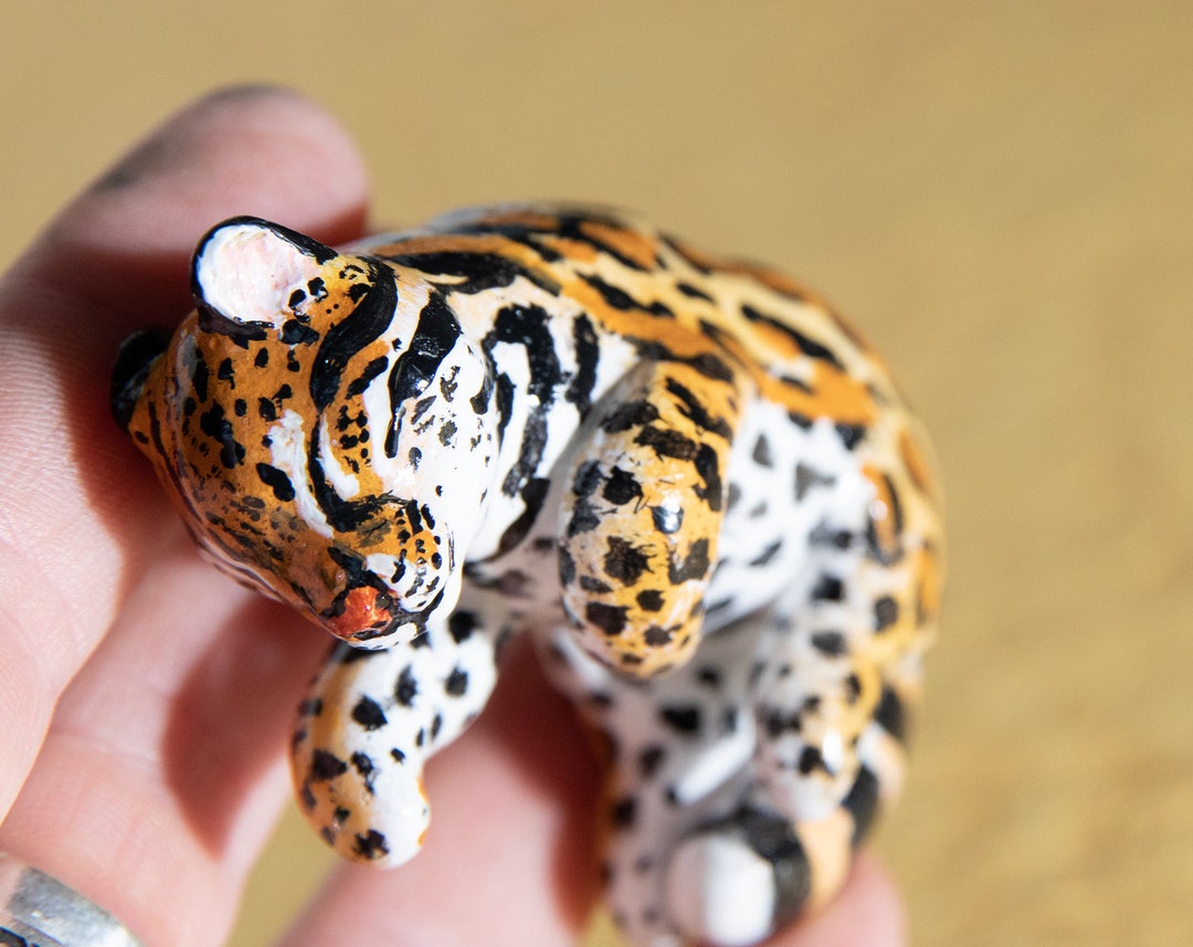 Playful Ocelot Totem . Polymer Clay Animal OOAK Figurine, Talisman ...