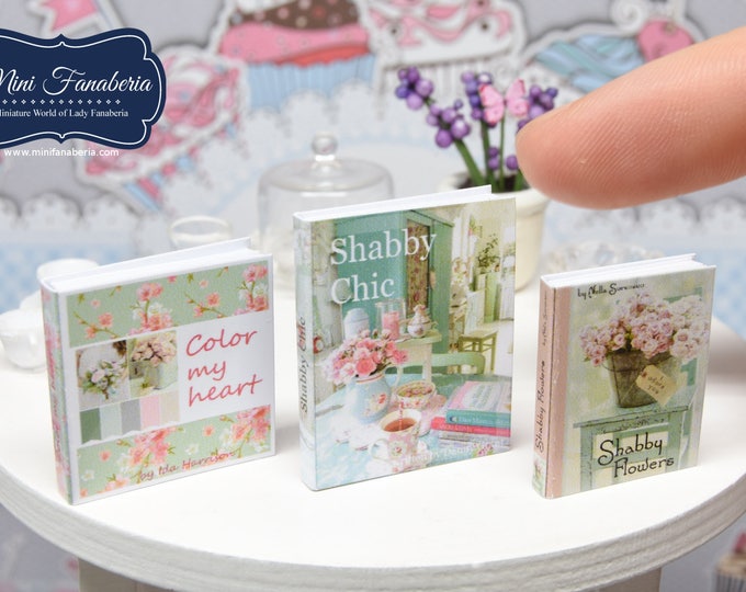 Miniature Books SET - Shabby- Handmade Dollhouse 1:12 Scale - Etsy
