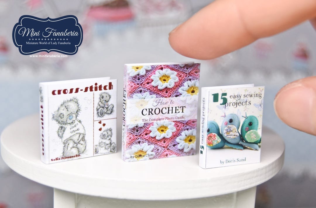 Miniature Books SET - Handicraft - Miniature Handmade Dollhouse 1:12 ...