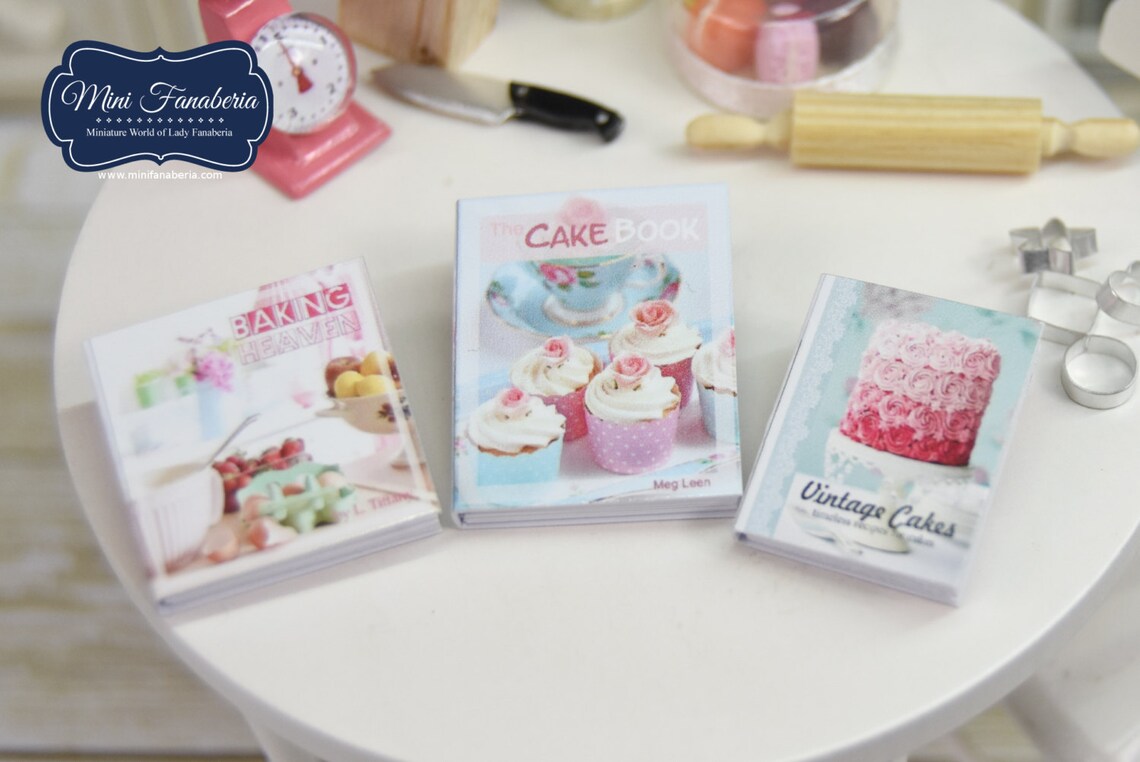 Miniature Books SET Cookbooks Shabby Vintage Cakes Handmade | Etsy