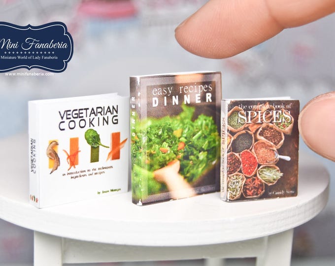 Miniature Books SET- Cooking Spices- Modern Handmade Dollhouse 1:12 ...