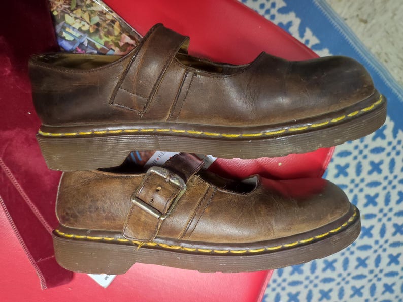 Women's Doctor Marten Vintage 1990's Brown Leather Buckled Mary Jane ...