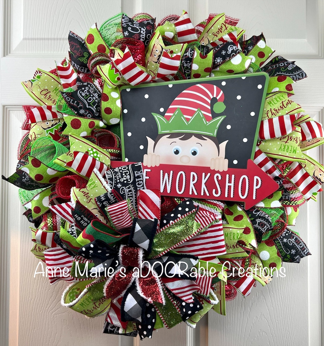 Elf Workshop Christmas Wreath, Elf Wreath, Merry Christmas Wreath ...