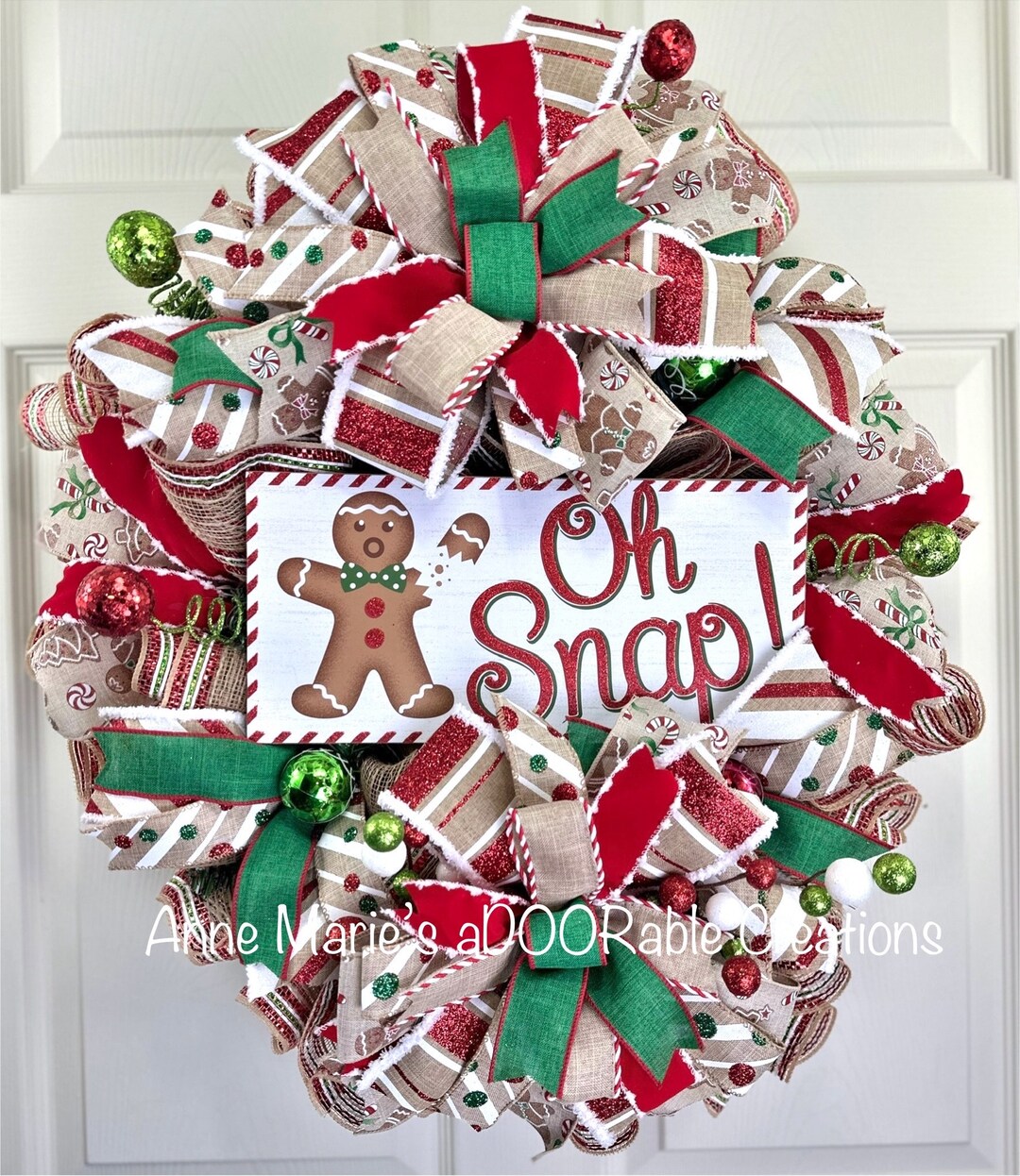 Gingerbread OH SNAP Christmas Wreath Front Door, Gingerbread Cookie ...
