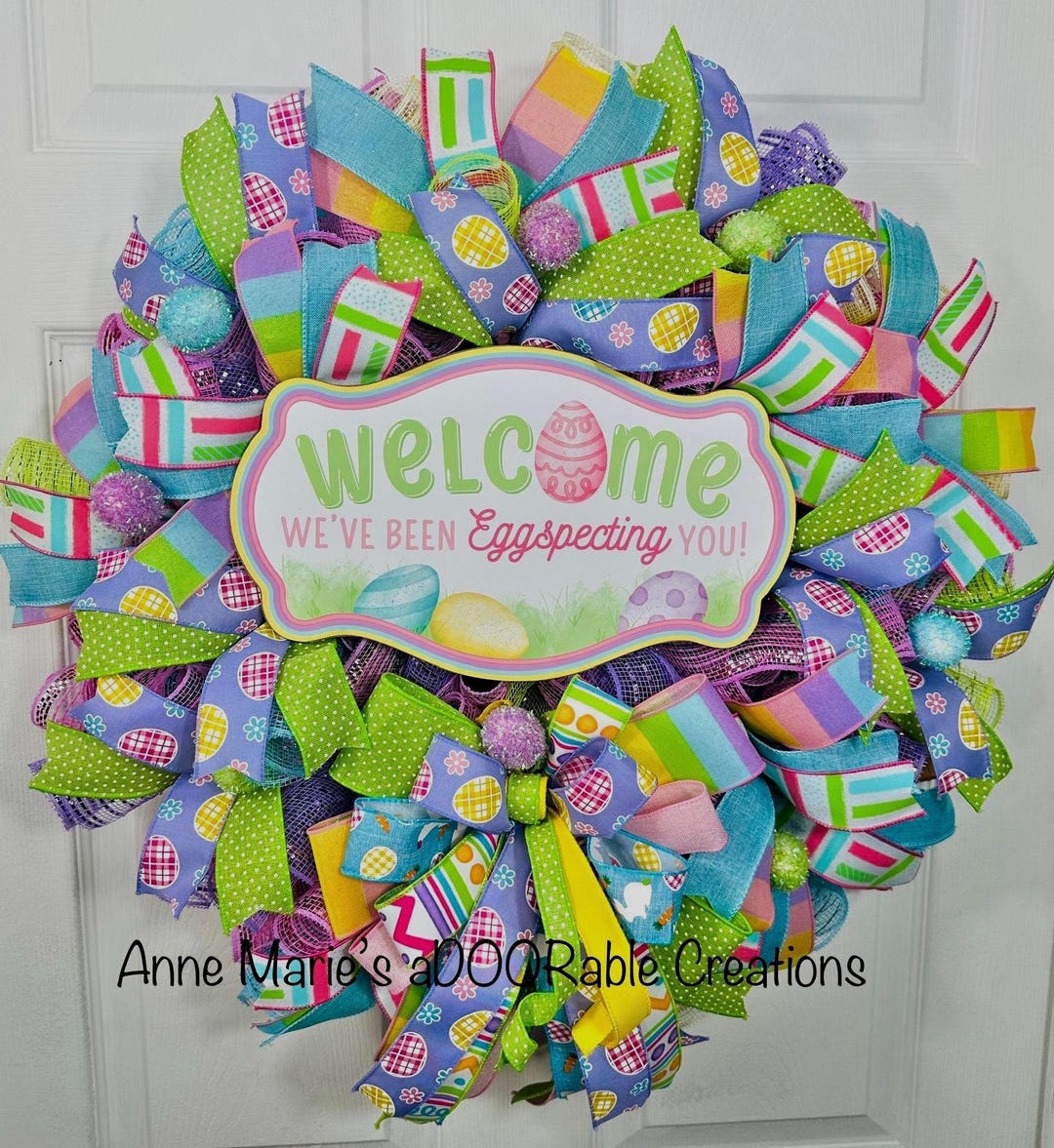 Welcome We’ve Been Eggspecting You! Easter Egg Wreath for Front Door ...