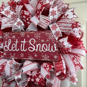 Let It Snow Winter Christmas Wreath, Let It Snow Red Winter Wreath ...