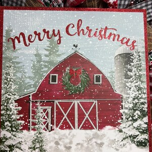 Buffalo Plaid Red Barn Farm Merry Christmas Wreath, Christmas Wreath ...