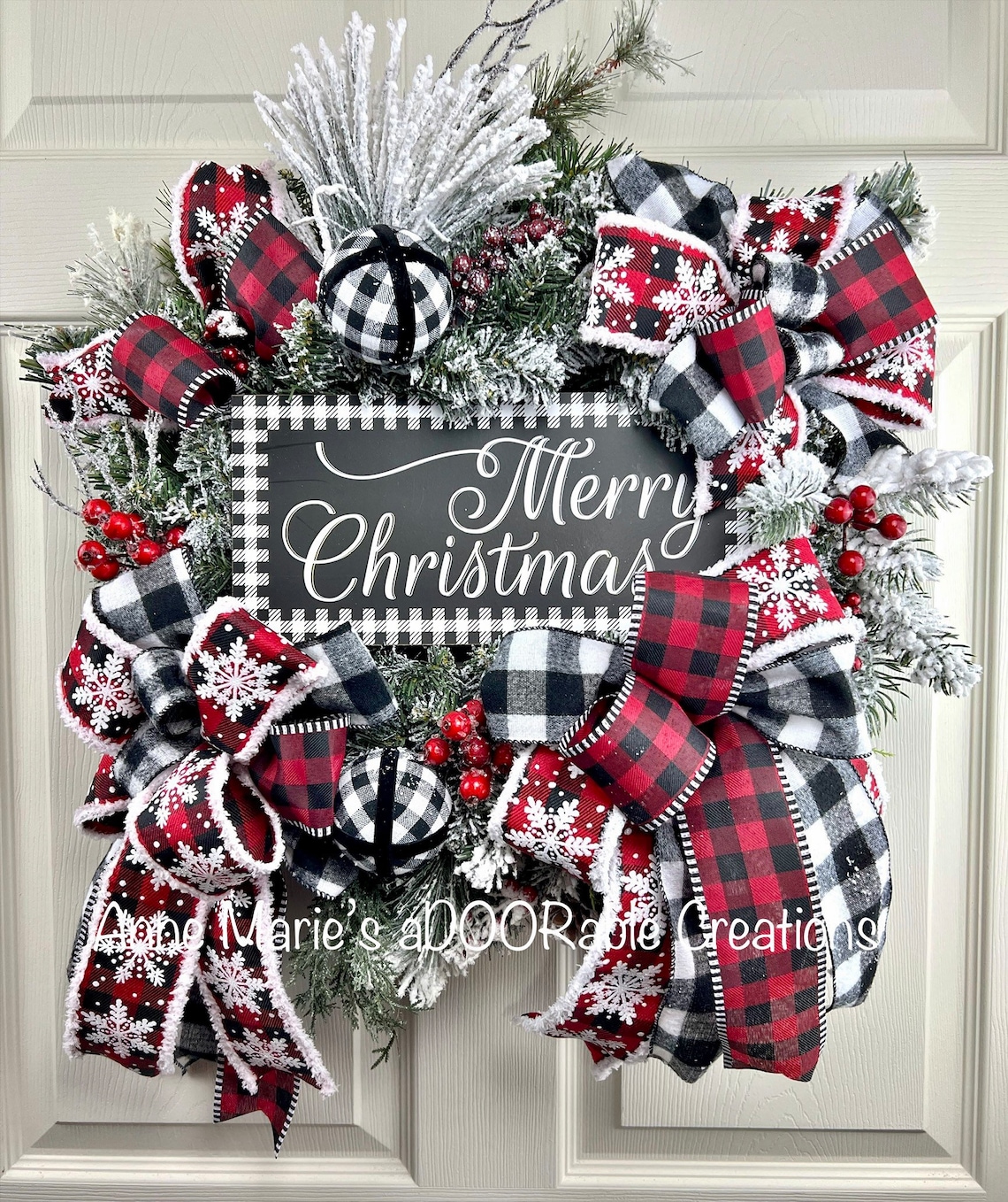 Black and White Buffalo Plaid Checked Farmhouse Christmas - Etsy