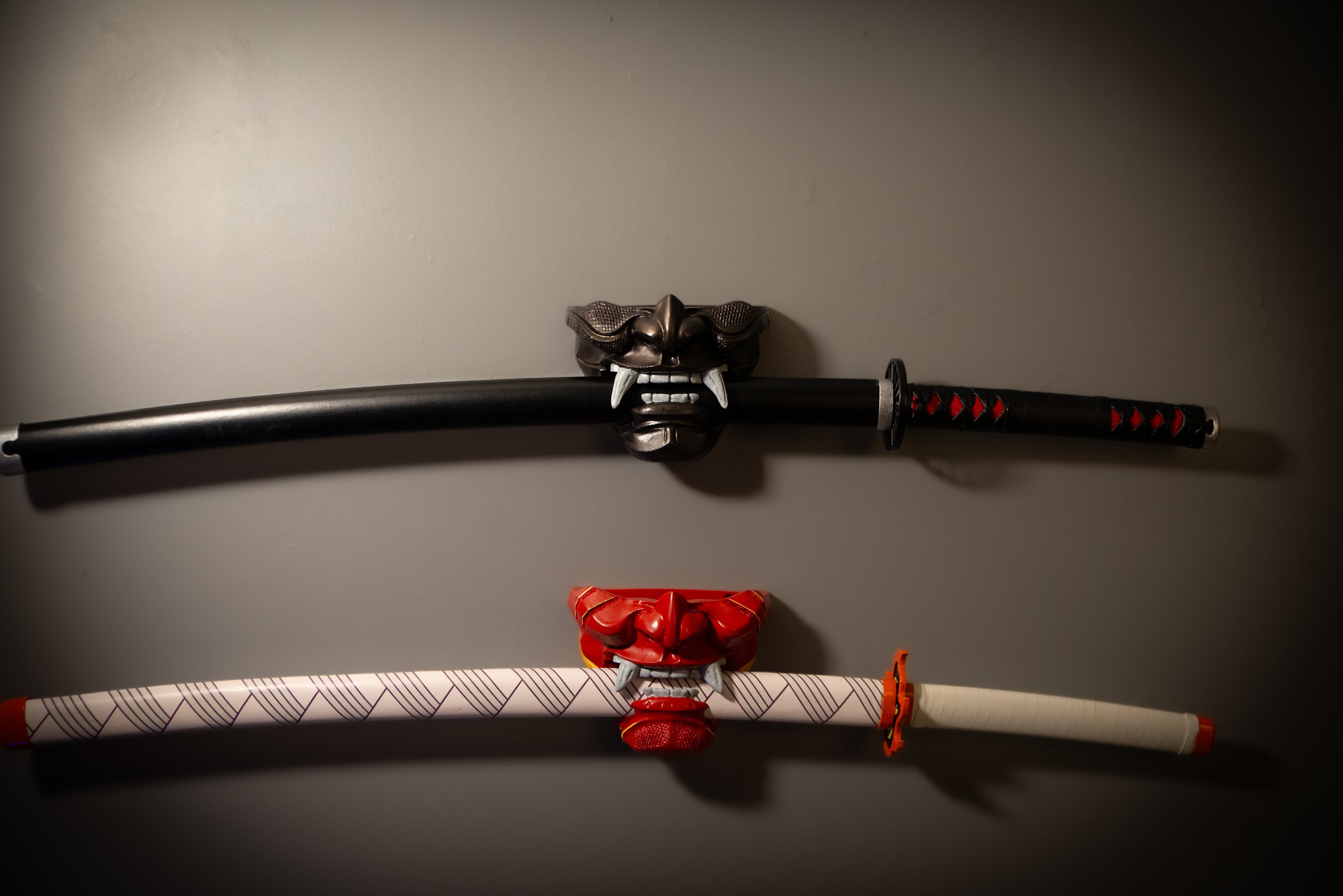 Oni Mask Katana Wall Mount - Etsy