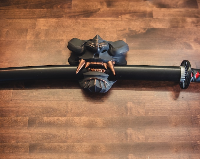 Oni Mask Dual Katana Display - Etsy