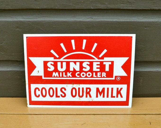 Sunset Milk Tin Lithograph Sign, Vintage Metal Sign, Milk Sign, Cottage ...
