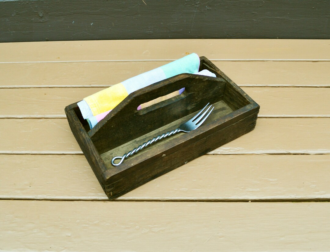 Antique Rustic Wooden Knife Box, Vintage Wood Cutlery Box, Old Divided ...