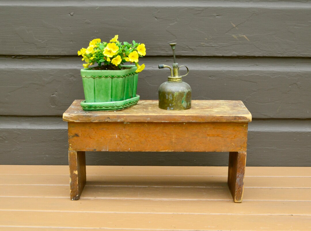 Antique Low Wooden Bench, Step Stool, Primitive Foot Stool - Etsy