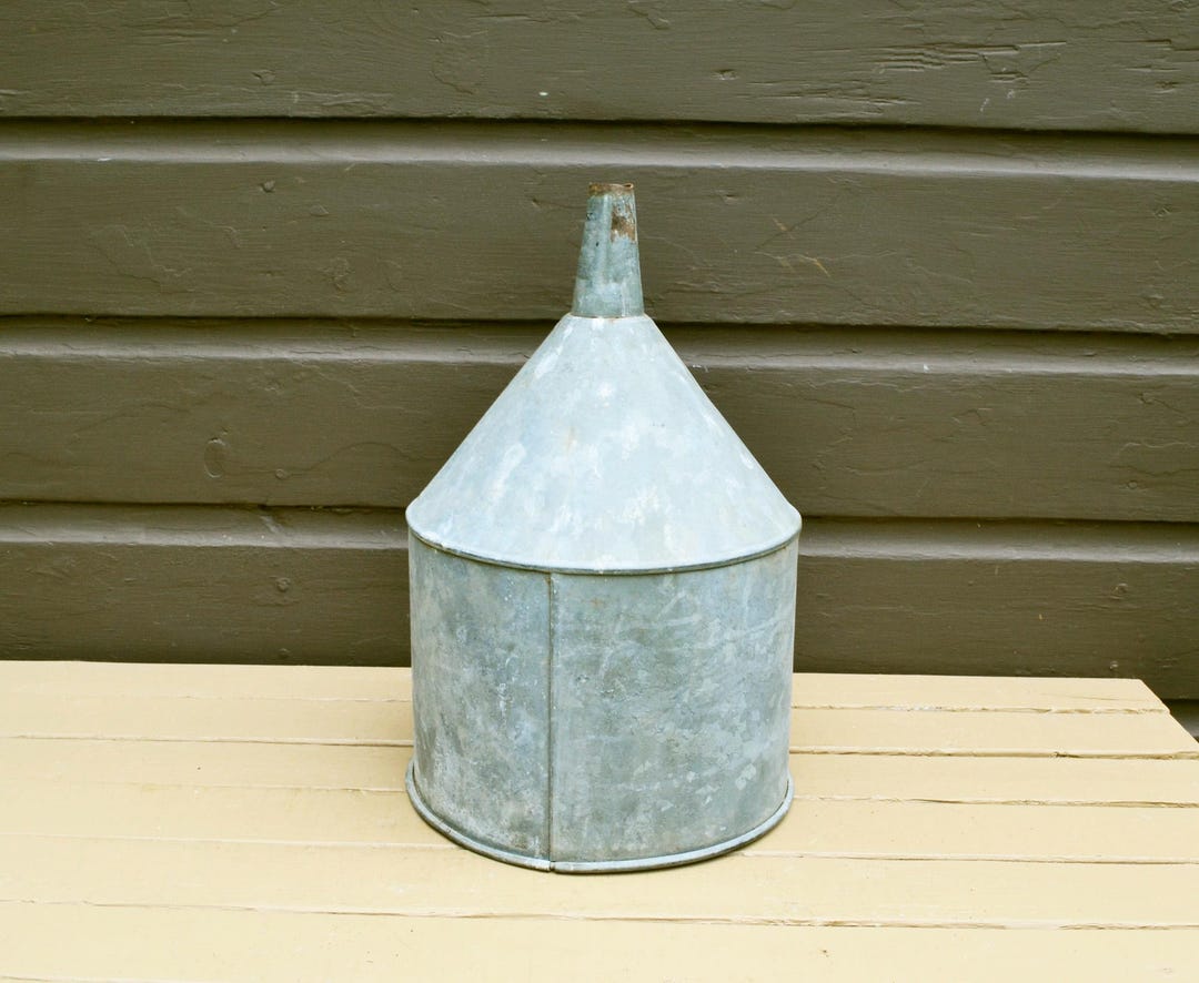 Very Large Funnel, Rustic Galvanized Funnel, Vintage Galvanized Funnel ...