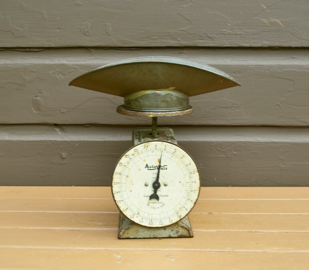 Antique Spring Scale With Pan, Old Auto Wate Scale, 25 Lb Spring Scale ...
