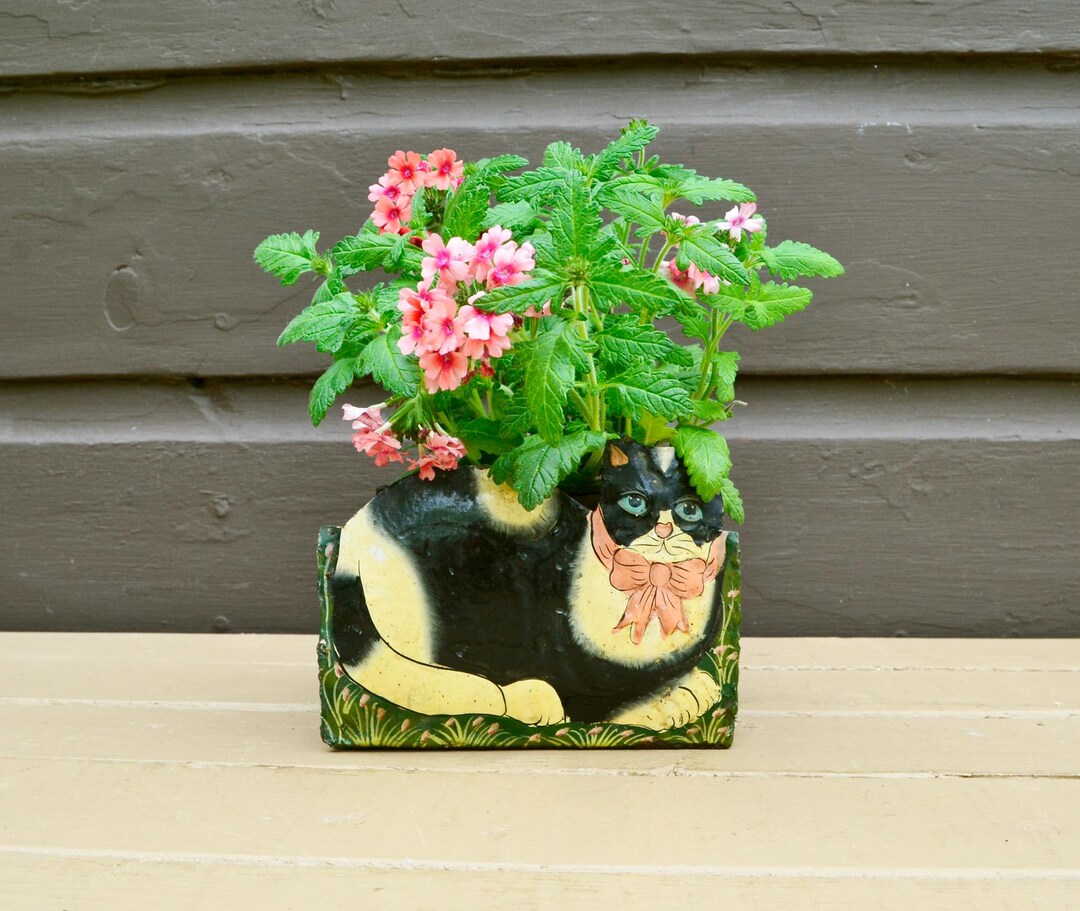 All Metal Cat Planter, Vintage Cat Box, Unique Planter Box - Etsy