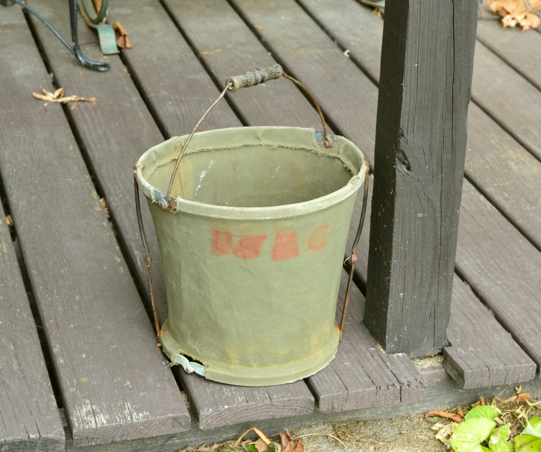 WW2 USMC Canvas Water Bucket, Vintage Collapsible Canvas Bucket - Etsy