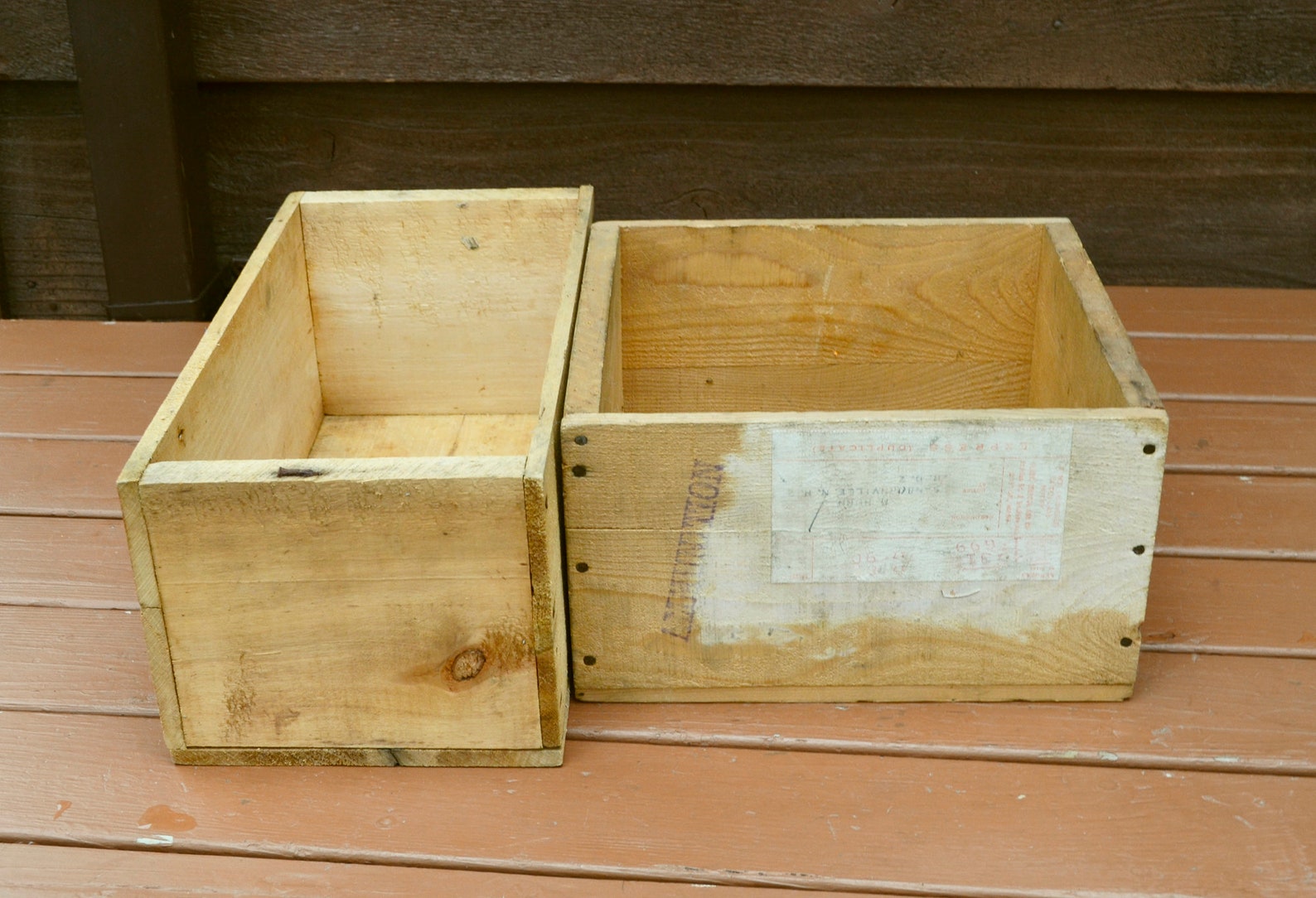 Set of Wooden Boxes Vintage Wood Shipping Boxes Old Rustic | Etsy
