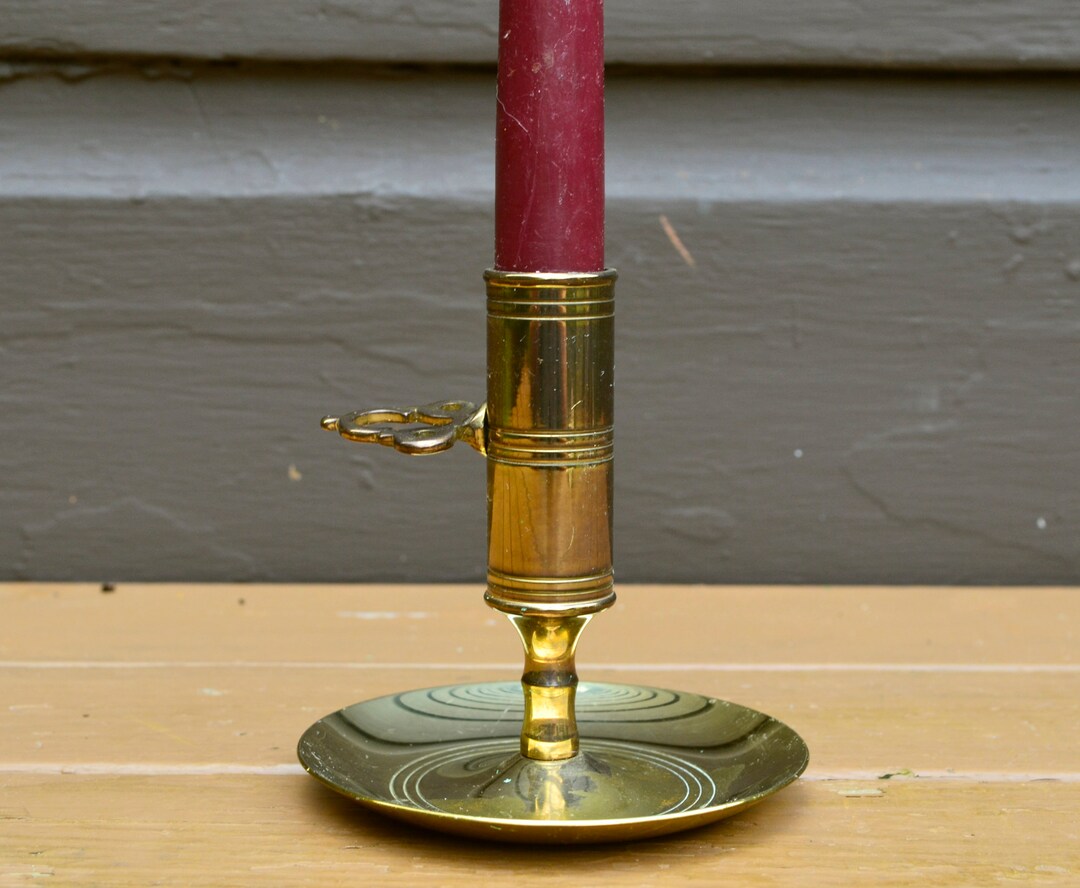 Brass Candlestick, Vintage Solid Brass Candle Holder With Key Lift ...