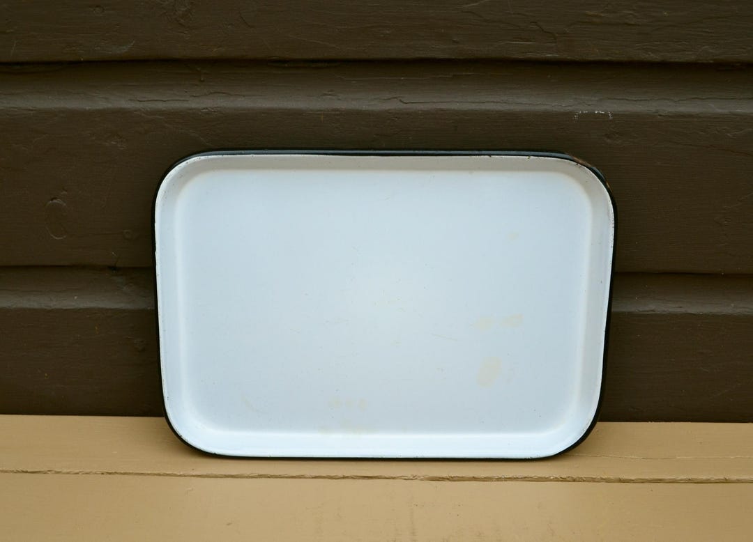 Enamel Tray, Vintage Enamel Tray, White Enamel Serving Tray - Etsy