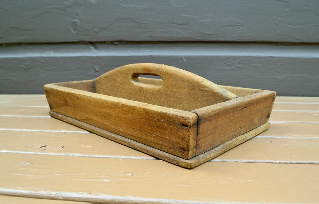 Antique Wooden Knife Box, Primitive Wood Cutlery Box, Old Divided Box ...