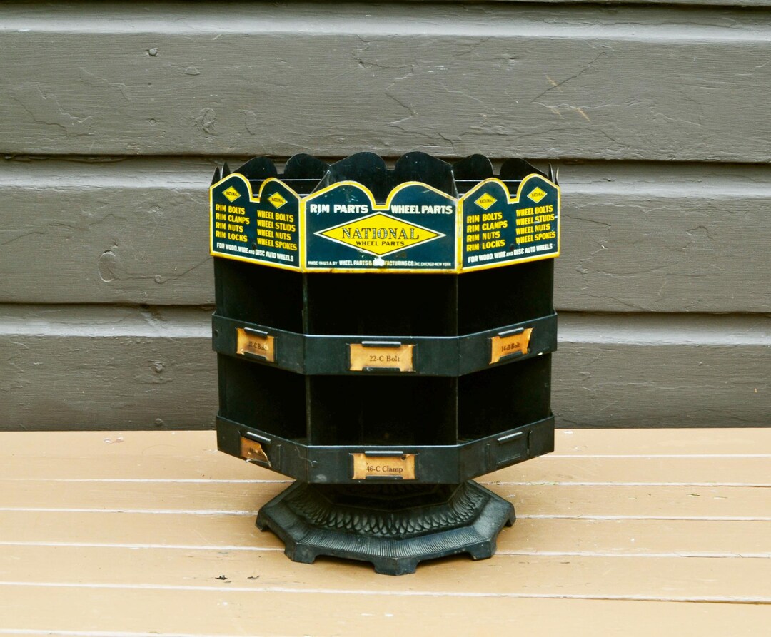 National Wheel Parts Rotabin With Cast Iron Base, Vintage Spinning ...