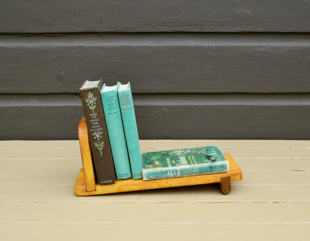 Wood Book Holder, Vintage Angled Book Cradle, Wooden Book Rack, Modern ...