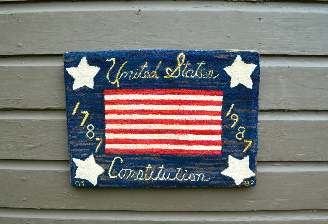 Hooked Wall Rug, Vintage Commemorative Hooked Wall Hanging ...