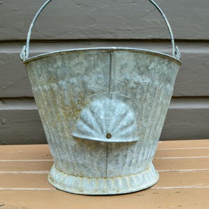 Galvanized Coal Bucket, Vintage Steel Ash Bucket, Very Rustic Coal ...