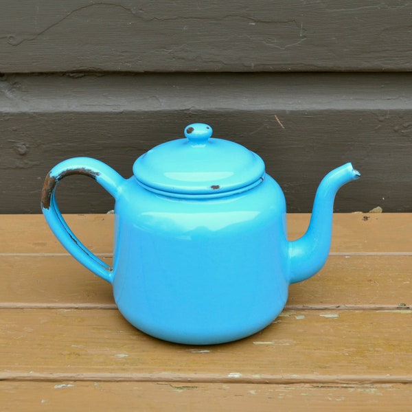 Blue Enamel Teapot - Etsy
