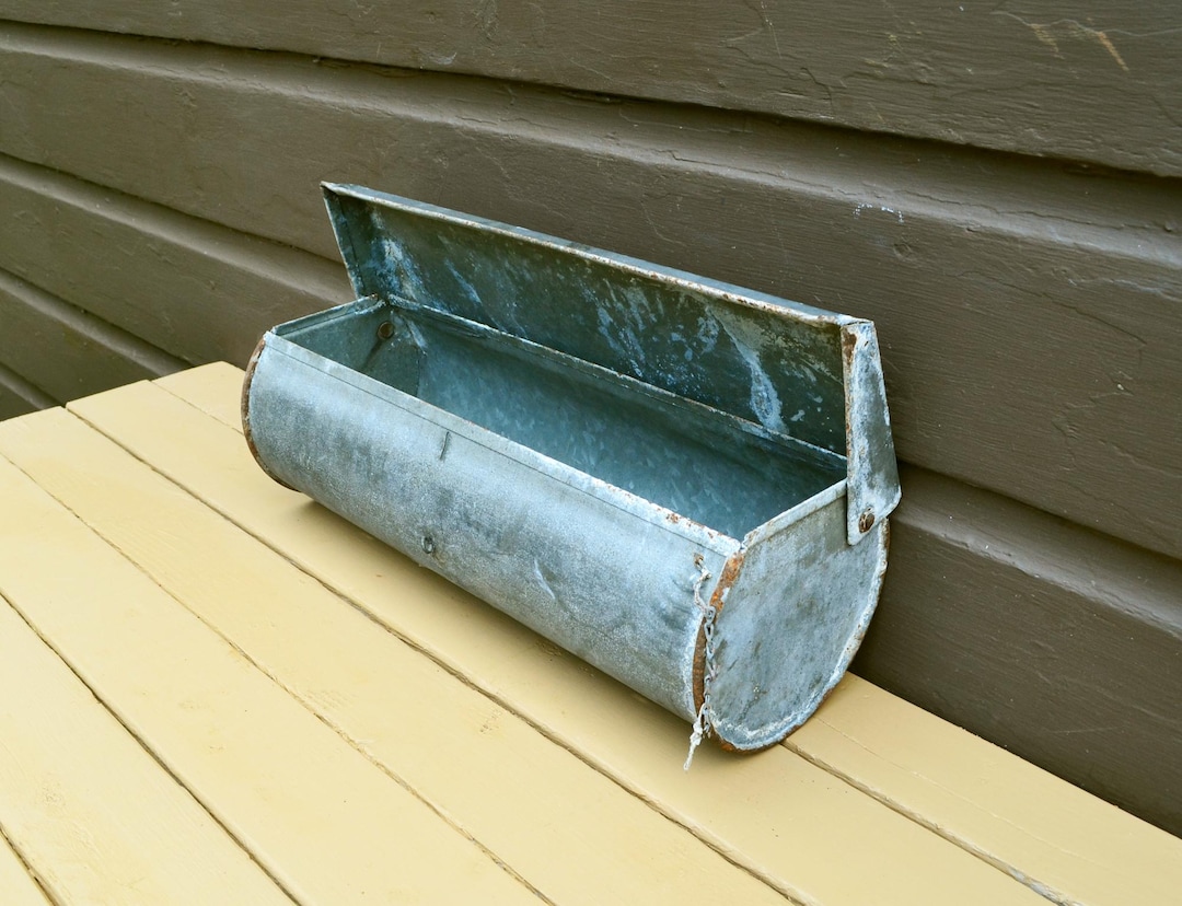 Rural Route Galvanized Mailbox, Rustic Barrel US Mail Box, Newspaper ...