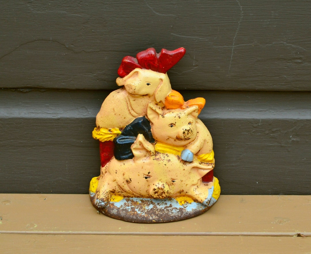 Pig Doorstop, Cast Iron Farm Animals Doorstop, 3 Little Piggy Door Stop - Etsy