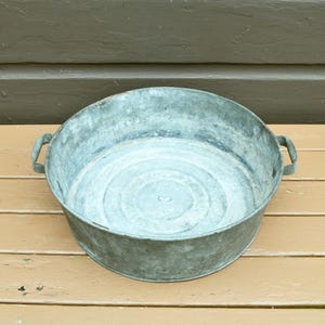 Vintage Galvanized Pan, Old Metal Basin, Large Galvanized Basin - Etsy