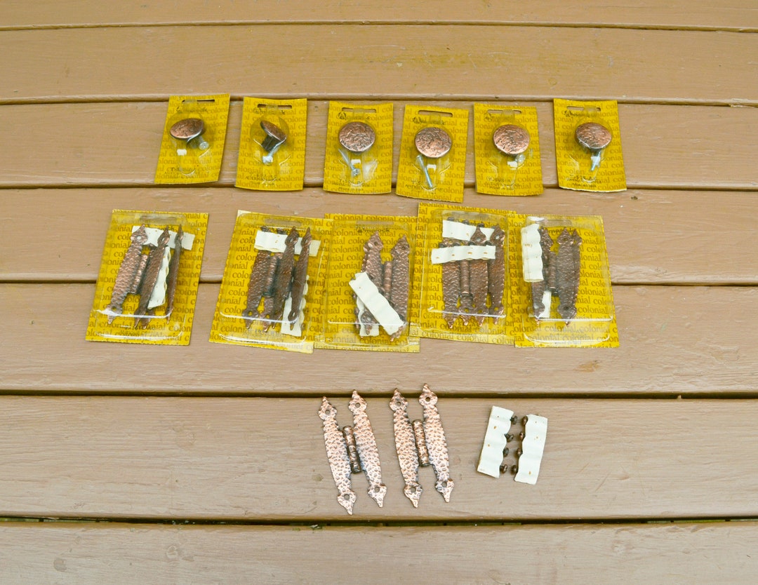 Copper Cabinet Hinges and Knobs, Vintage 6 Pair of H Hinges and 6 Pulls ...