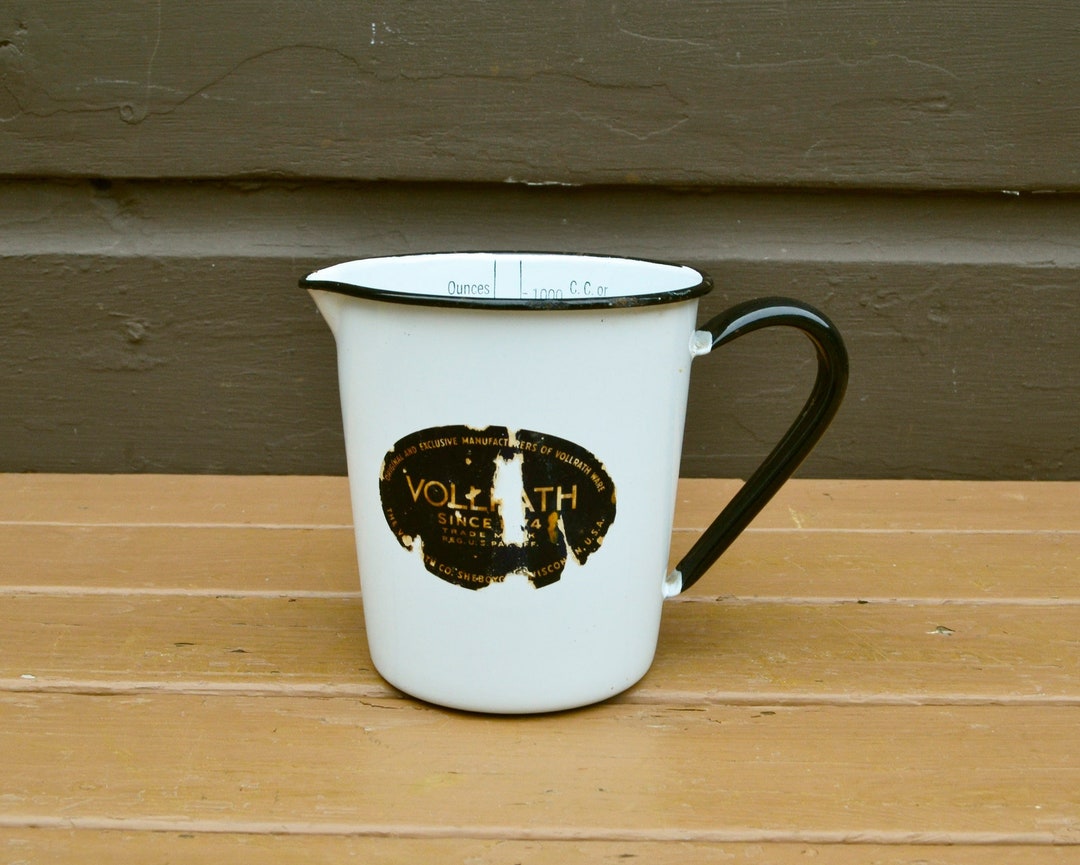 Enamel Measuring Cup, Vintage Enamel Hospital Jug, Vollrath 32 OZ ...